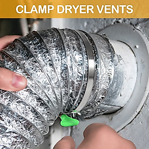 GLIDESTORE 10Pack 4 Inch Hose Clamp, Key Type Adjustable Stainless Steel 4 inch Duct Clamps, Pipe Clamp, Worm Gear Clamps, Dryer Vent Clamp, Thumb Screw Metal Clamps, Easy Turn Clamp, 4” Hose Clamps