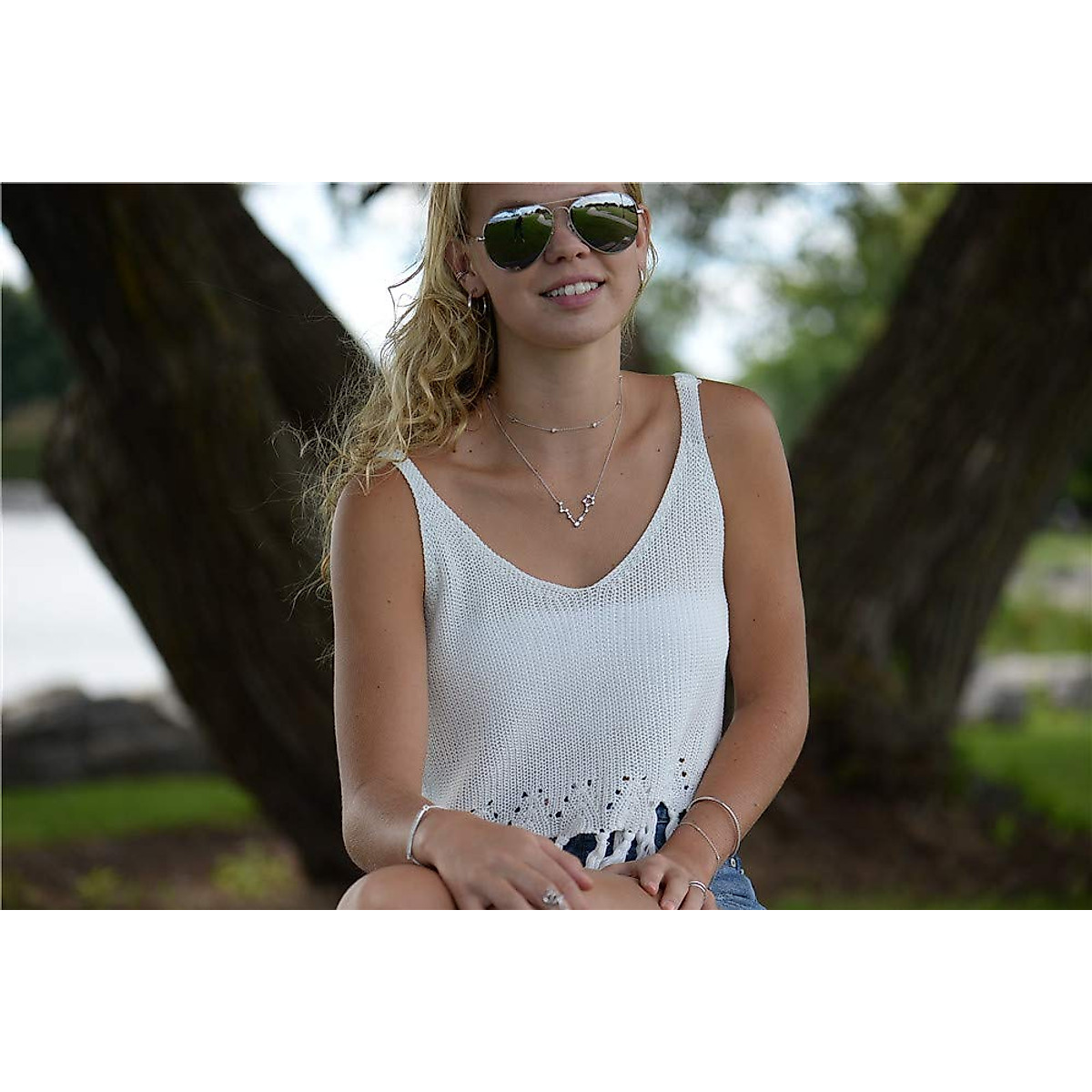 espere Sterling Silver Zodiac Necklace Constellation Jewelry Birthday Gift Sorority Sister Gift [Pisces - Feb 19 - Mar 20]