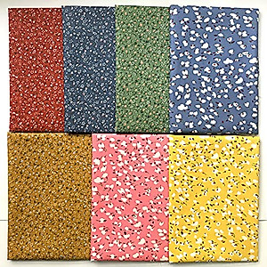 Qililandiy 7pcs Fat Quarter Flower Fabric Bundles Quilting Cotton Craft Fabric Pre-Cut Squares Sheets for Patchwork Sewing Quilting and Crafting