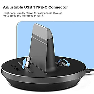 Encased USB Type C Desktop Charging Stand - Compatible with All Google Pixel Phones - Charger Dock for Pixel 6a, 6 Pro, / 7a, 7, 8, 8 Pro Models, Aluminum Black (Case Compatible)