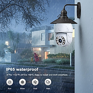 4MP Light Bulb Security Camera, 360° 2K Security Cameras Wireless 2.4GHz Outdoor/Indoor with Color Night Vision, Motion Detection, Audible Alarm, Auto Motion Tracking, SD&Cloud Storage with Alexa