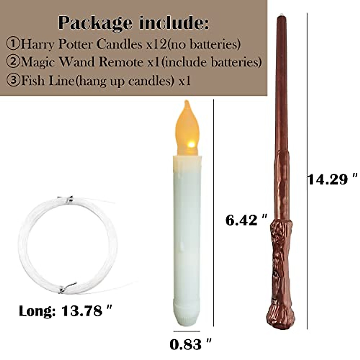 Battery Operated Flameless flickering Harry hanging Up Potter Taper Floating Fake Candles with Magic Wand Remote,LED Electric Window Candle Light Decor for Halloween,Christmas, Wedding, Birthday Party