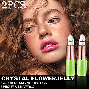 BINGBRUSH Color Changing Lipstick Queen,PH Mood Long Lasting Lip Gloss Korean Lip Balm Tinted Magic Makeup Moisturize Lipstick Set (2 Pcs Flower, 2 Count (Pack of 1))