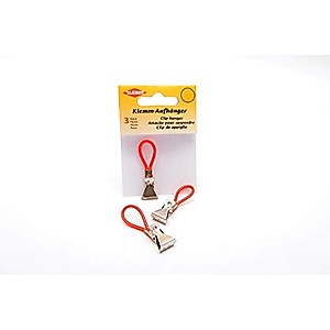 Kleiber 5 x 2 x 1 cm Towel Clip Hanger, Pack of 3, Red