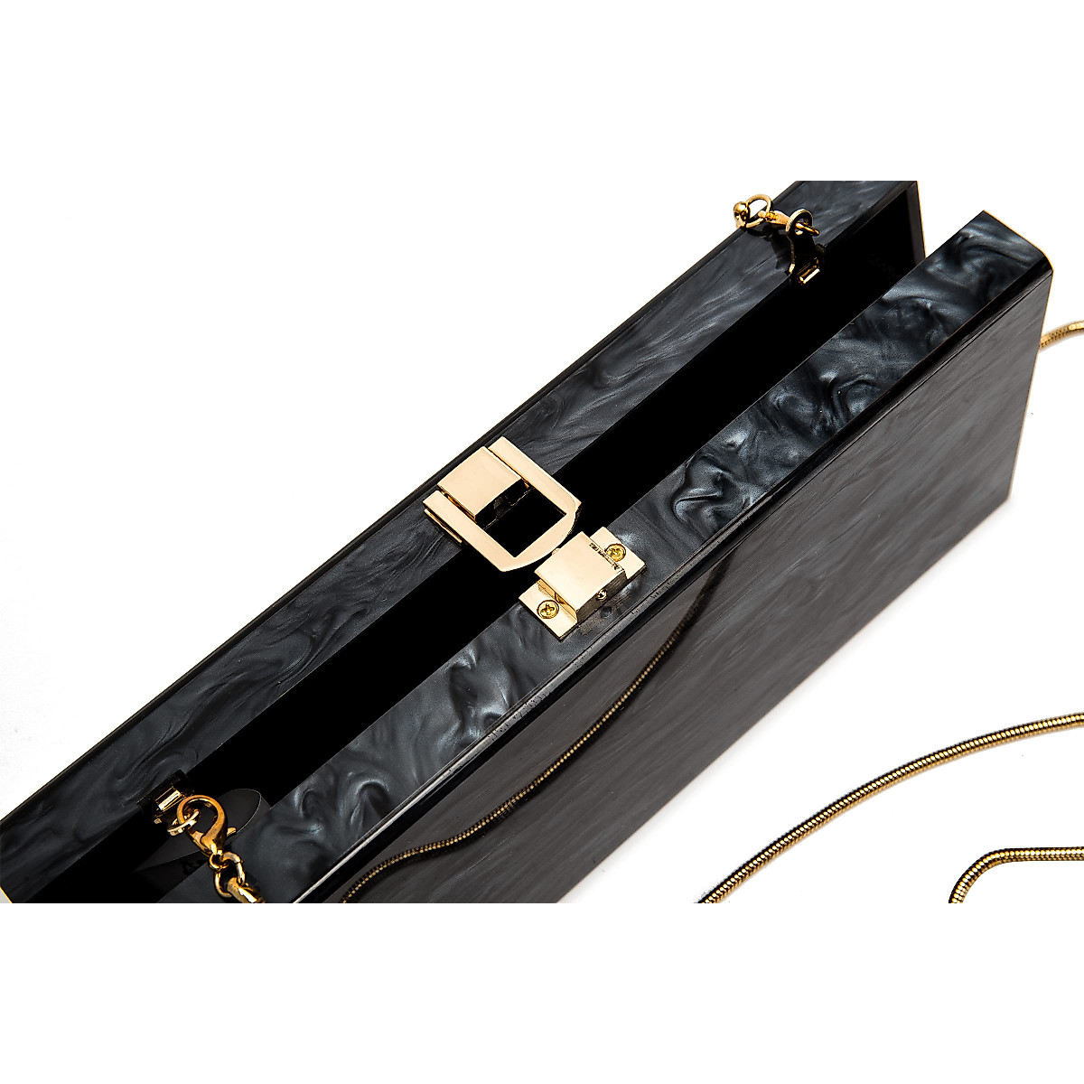 Acrylic Clutch Evening Bag Long Pearl Acrylic Clutch Purse Handbag for Dinner Party Wedding iPhone Black