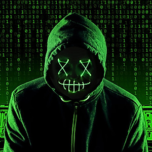 Light Up Skull Mask, Halloween Creepy LED Skeleton Mask for Cosplay, Adults… (Joker)