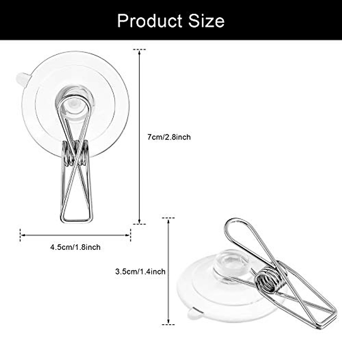 16 Pieces Suction Cup Clips Plastic Round Suction Cup Clamp Holder Suction Cups with Clips Heavy Duty for Hanging Home Office Accessories