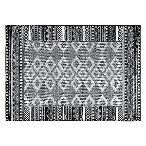 Seavish Boho Living Room Rugs 5x7 Black Area Rug for Bedroom Low Pile Stain Resistant Ultra-Thin Distressed Rug Moroccan Geometric Neutral Area Rug for Nursery Kids Room Dorm Home Decor