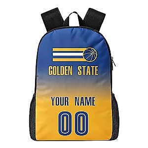 Golden State Custom Basketball Sport Backpack Personalized Backpack with Name/Number, Backpack for Men Women Basketball Bags for Teenagers