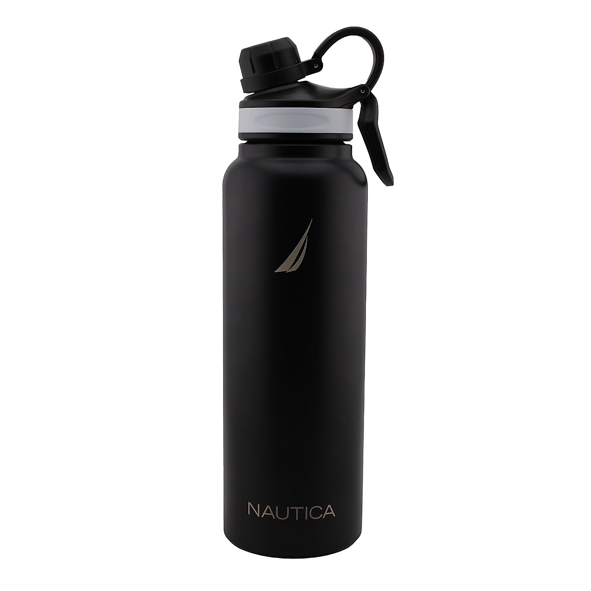 NAUTICA Double Wall Stainless Steel Tumbler With Screw-On Cap, 40 oz Cold And Hot Drink (Black)