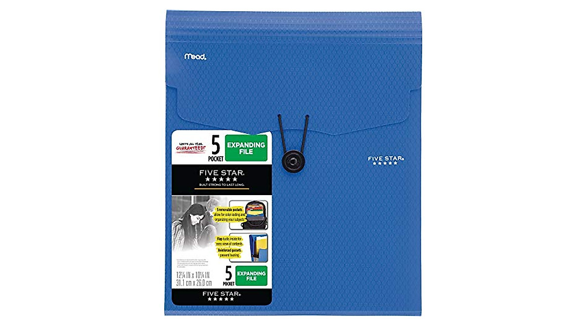 Five Star 5-Pocket Expanding File Folder - Blue