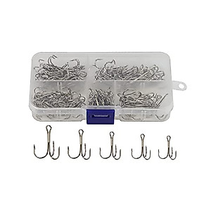 Beoccudo Treble Hooks Kit, Saltwater Freshwater Size 2 4 6 8 10 Triple Fishing High Carbon Steel Hooks