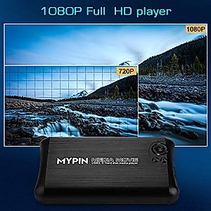 1080P USB3.0 HDMI Media Player Support 2.5" SATA HDD with HDMI/AV/Coaxial Output, Portable MP4 Player for Videos/Music/Photos from USB Drive/SD Card/Internal or External HDD