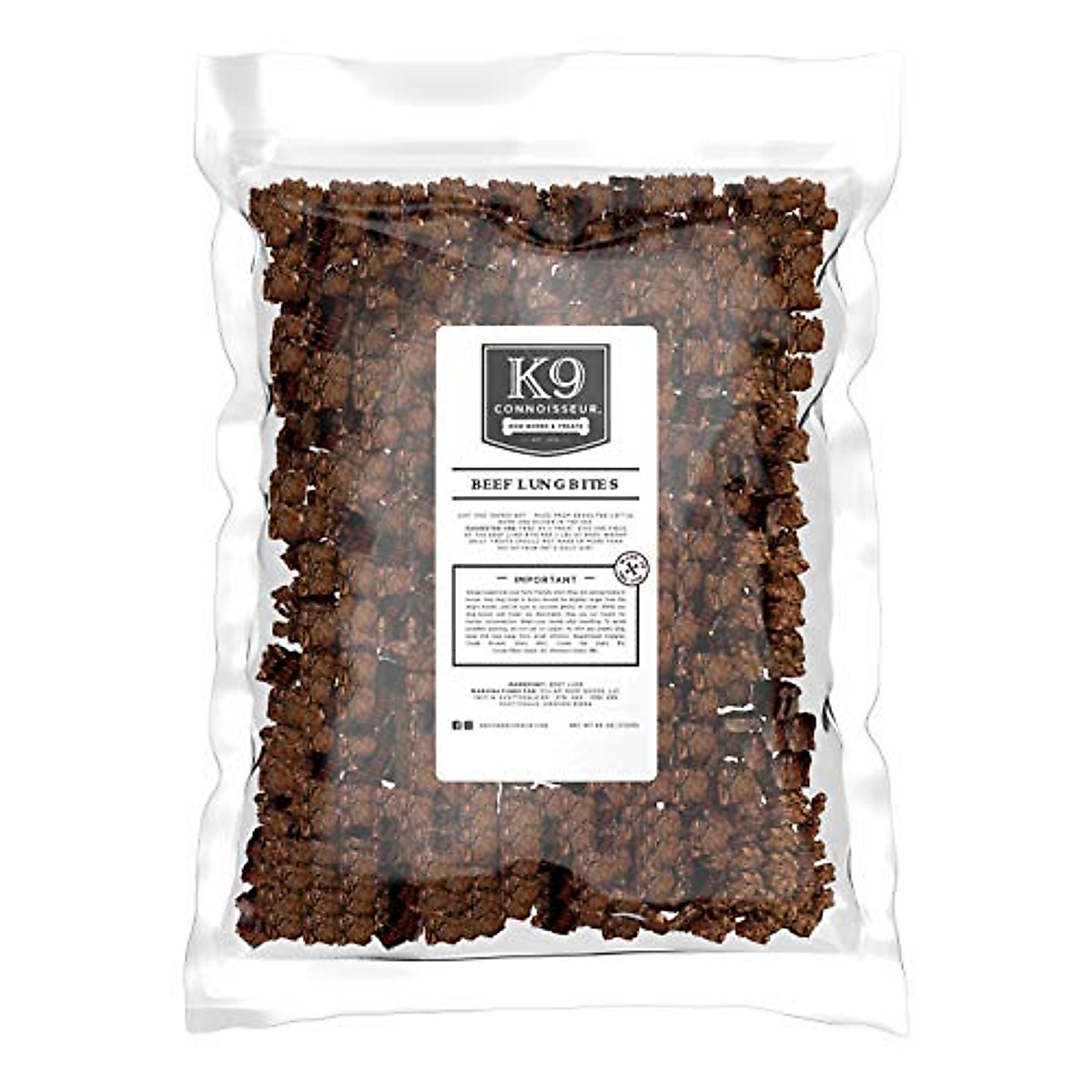 K9 Connoisseur Low to Odor Free Slow Roasted Beef Lung Dog Treats Made in USA, One Ingredient Dog Treats & All Natural Dog Treats, Grain Free Dog Treats for All Breeds & Sizes - 2.5 Pounds