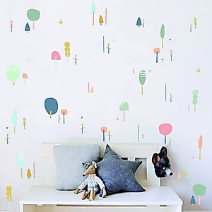 52 Pieces Different Style Little Tree Decorations Backdrop Stickers Wall Decal For Girls Kids Room Bedroom Living Room, Playroom Decor Removable Vinyl Wall Stickers Wall Decals Paper Sticker Pull