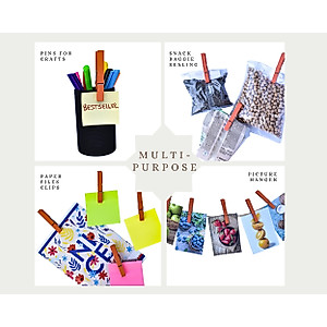 Meraki Home Clothespins Metal Container and Pack of 20 Orange Pegs - Perfect Laundry Clips Storage - Farmhouse Canister for Laundry Room Organization and Storage - Laundry Beads Scent Booster Storage