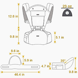 FRUITEAM 6-in-1 Baby Carrier with Waist Stool/Hip Seat for Breastfeeding, One Size Fits All - Adapt to Newborn, Infant & Toddler (Blue)