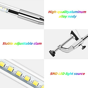 lishumei LED Desk Lamp with Clamp, 3 Modes 10 Brightness 360° Rotation Eye-Caring Reading Light, Long Flexible Gooseneck, Architect Task Lamp, USB Clamp Light for Home Office Manicure Reading