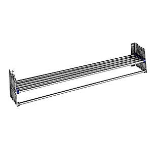 WENKO Seche-linge télescopique - longueur de séchage 3,3 m, extensible, résistant aux intempéries, montage mural, Acier inoxydable, 70 x 12.5 x 11-35 cm, Argent brillant