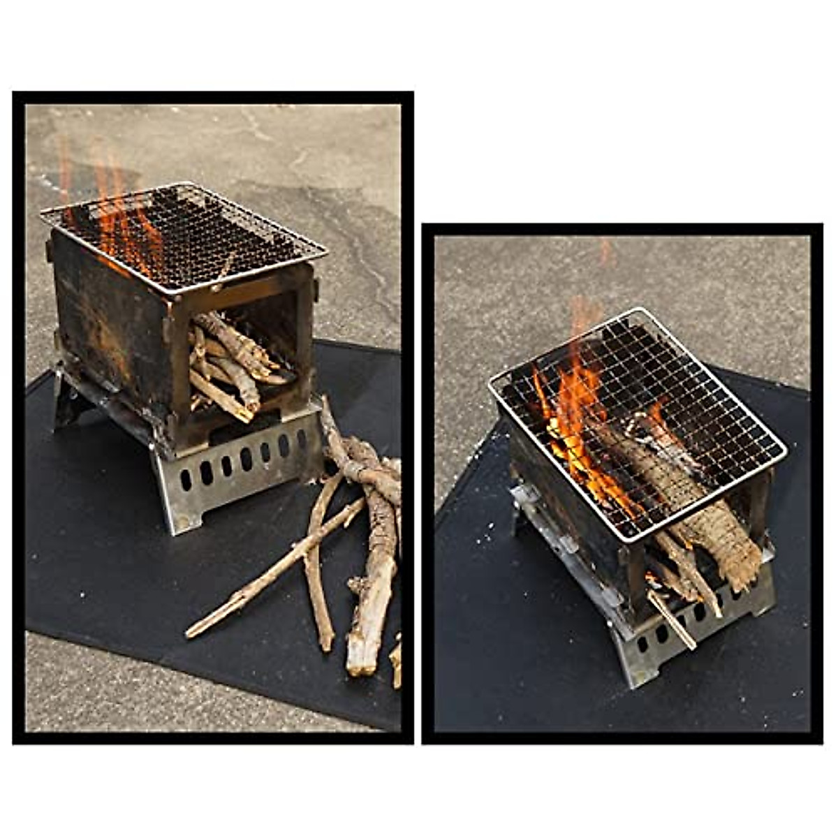 Joyeee Fireproof Fireplace Mat with Storage Bag, Large Grill Mat Hearth Rug BBQ Grill Mat Fire Pit Ground Protector Mat, Garden Outdoor Doormats Fire Mat, Portable and Foldable, 31.5"x 29.5" #20