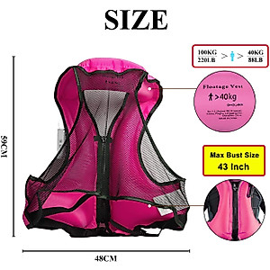 OMOUBOI Inflatable Snorkel Vest Kayak Inflatable Buoyancy Vest for Adults Snorkel Jackets for Swimming Snorkeling Paddling Boating Water Sports Beginner Adults-Only 105-220 lbs