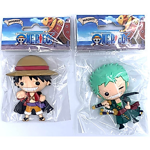 Monogram One Piece Monkey D. Luffy with Cape & Zoro 2 Piece 3D Foam Figure Magnet Set - Magnet for Refrigerators and Lockers
