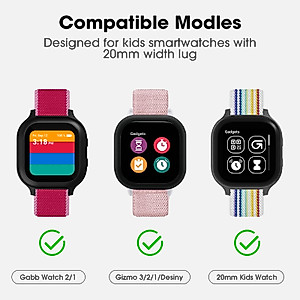 SimpleThings Compatible with Gabb Watch 3 Screen Protector, 3Pack HD Clear Tempered Glass Screen Protector & Hard PC Protective Bumper for Boys Girls (Purple&Pink)