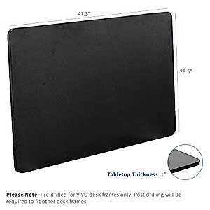 VIVO Universal 48 x 30 inch Solid One-Piece Table Top for Standard and Sit to Stand Height Adjustable Home and Office Desk Frames, Black, DESK-TOP48-30B
