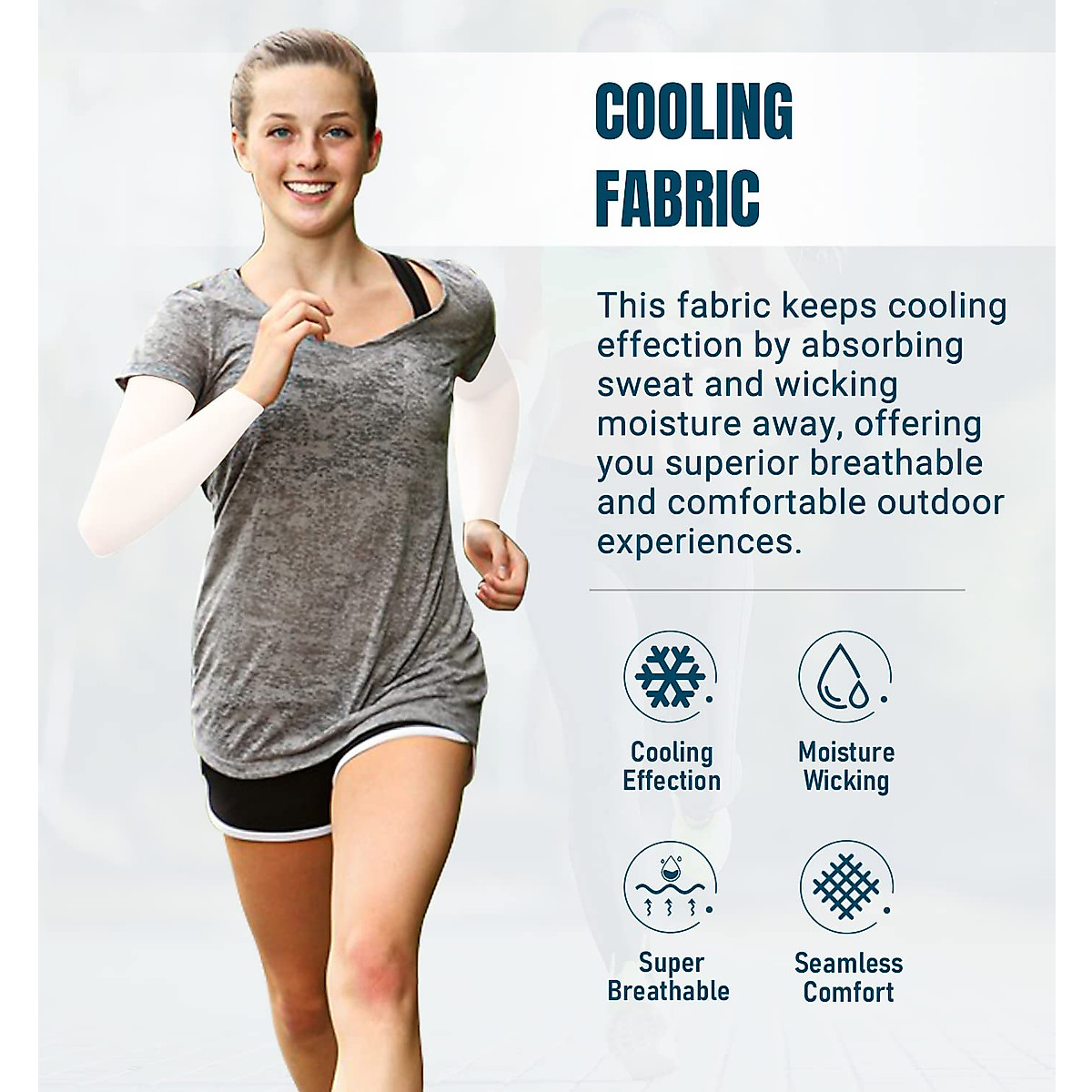 Aegend Sun Protection Cooling Arm Sleeves Sun Sleeves for Men & Women for Cycling, Running, Basketball, Football, Golf, Volleyball, Driving, White 2 Pairs