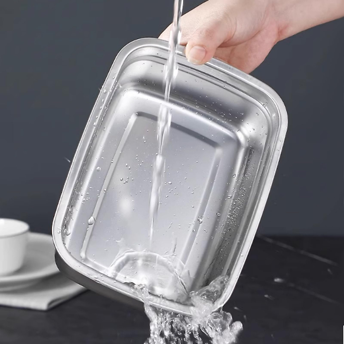 TRBIDRBO 2 PCSFood Storage Containers with Lids Airtight (2 Containers & 2 Lids), Leak proof Storage Box Meat Container for Fridge Nestable Dishwasher Freezer Safe