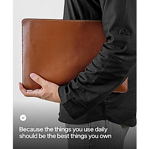 Dawn & Dusk 13 inch Laptop Sleeve Compatible with MacBook Pro & MacBook Air, PU Leather, Handmade, Slide-in Edition ©, Brown.