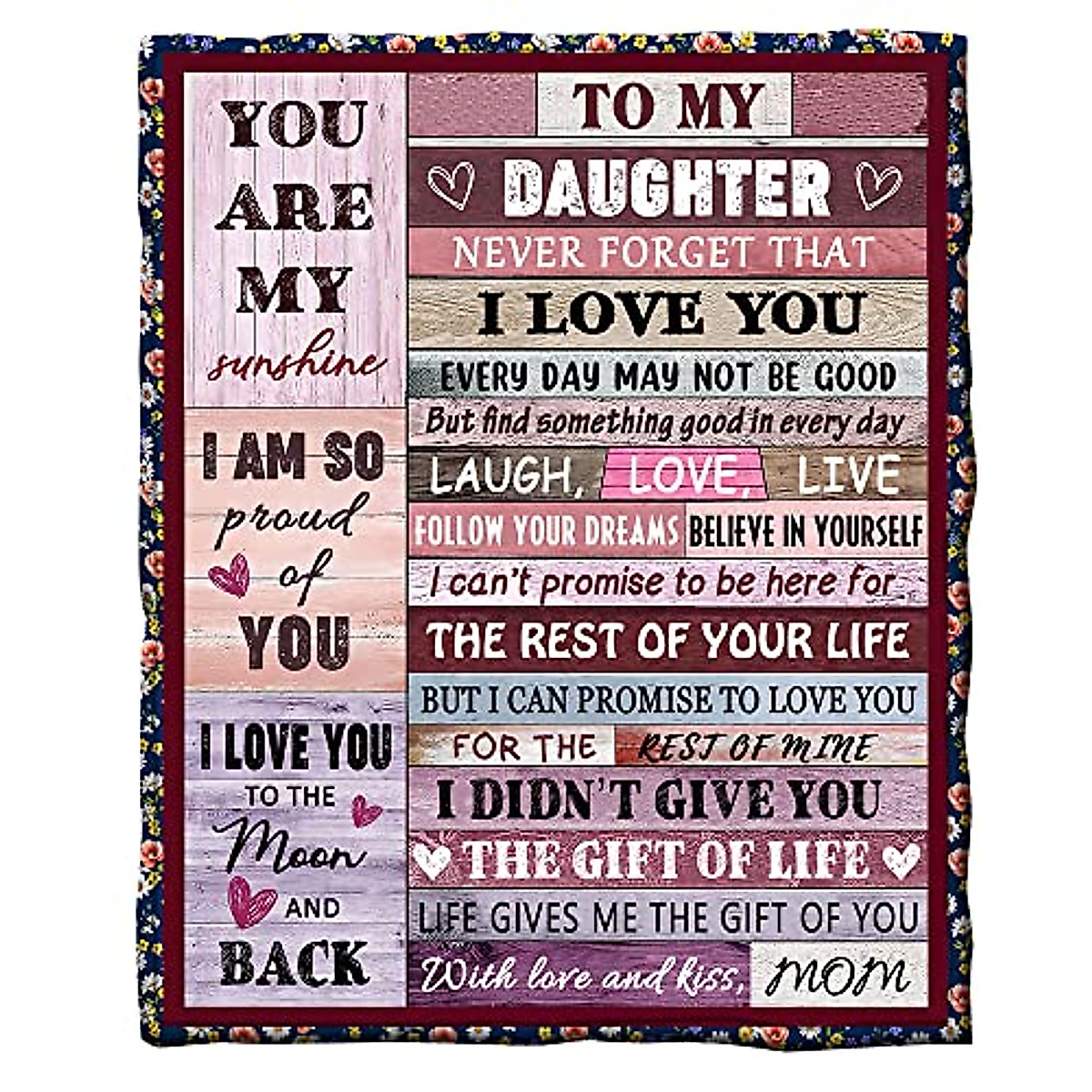 YIBZEE to My Daughter Blanket - Super Soft Flannel Plush Gift Blanket from Mom,Easter Christmas Birthday Anniversary Throw Blanket for Sofa Bed Travel (to My Daughter, 60 x 50in)
