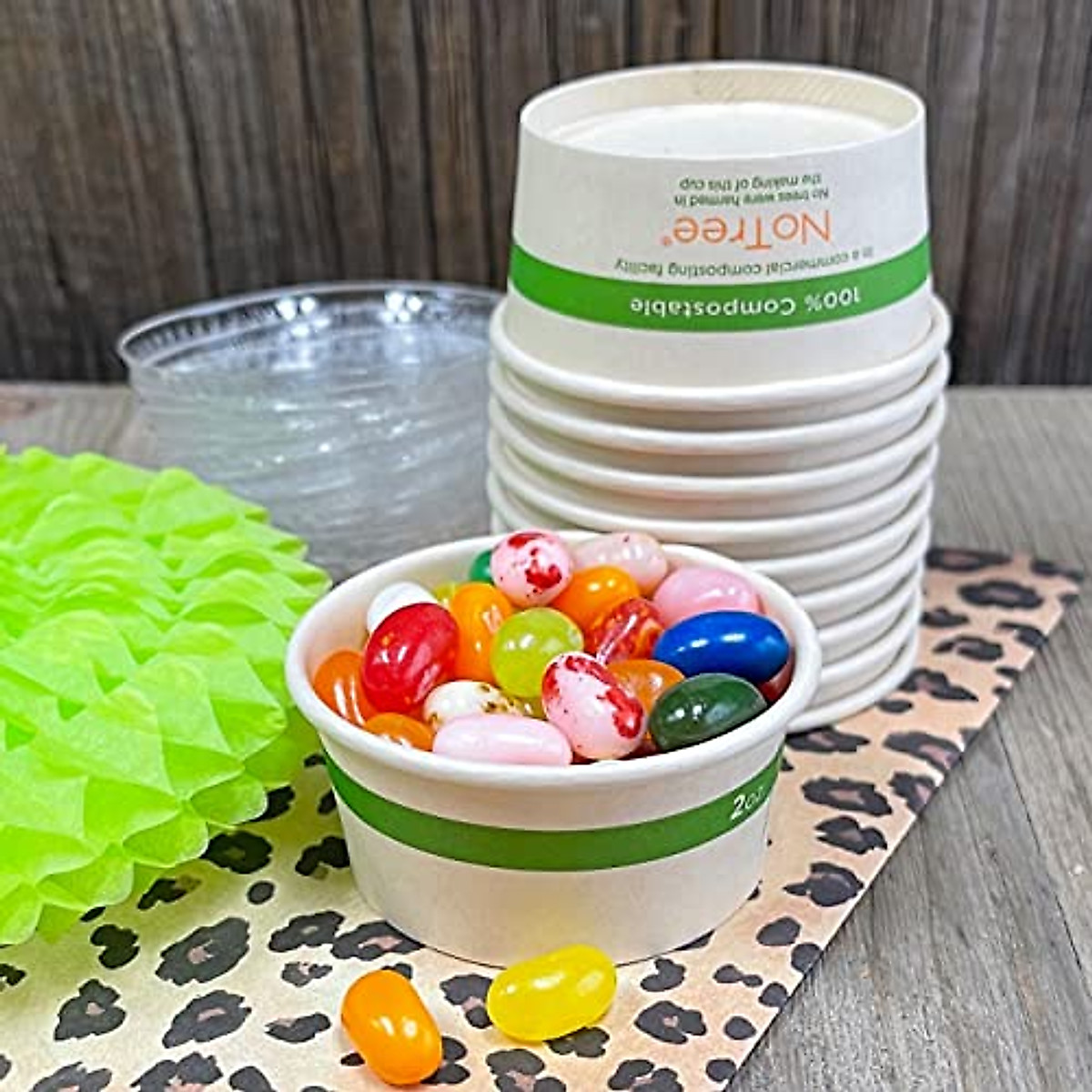 Outside the Box Papers 2 Ounce Souffle Cups and Lids - 100% Biodegradable and Compostable - 100 Pack