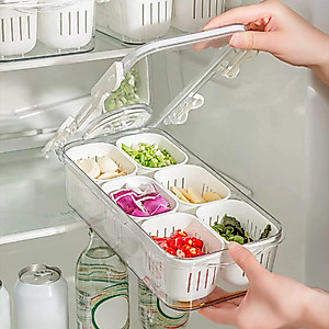 MANO Serving Trays for Party Divided Veggie Tray with Lid Sealed Sectioned Fruit Snack Serving Platter Vegetable Storage with 6 Compartments Snackle Box Charcuterie Container Fridge Organizer