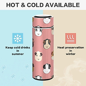 Glaphy Cartoon Guinea Pig Pink Water Bottle, BPA-Free, Stainless Steel, 17 oz Insulated Water Bottles Kids, for School, Office, Gym, Sports, Travel, 500ml