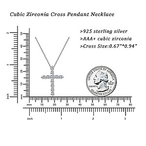 Rnivida 925 Sterling Silver Cz Cross Necklace for Women, Dainty Cubic Zirconia Cross Pendant Necklace