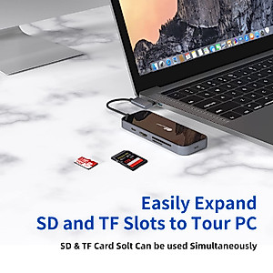 USB C Hub, Docking Station, ALLWAY 8 in 1 USB C Adapter with 4K USB C to HDMI, 60W Power Delivery SD/TF Card Reader 2 USB 3.0 Ports USB C Data Port 3.5mm Audio/Mic for MacBook Pro and HP Dell Laptops