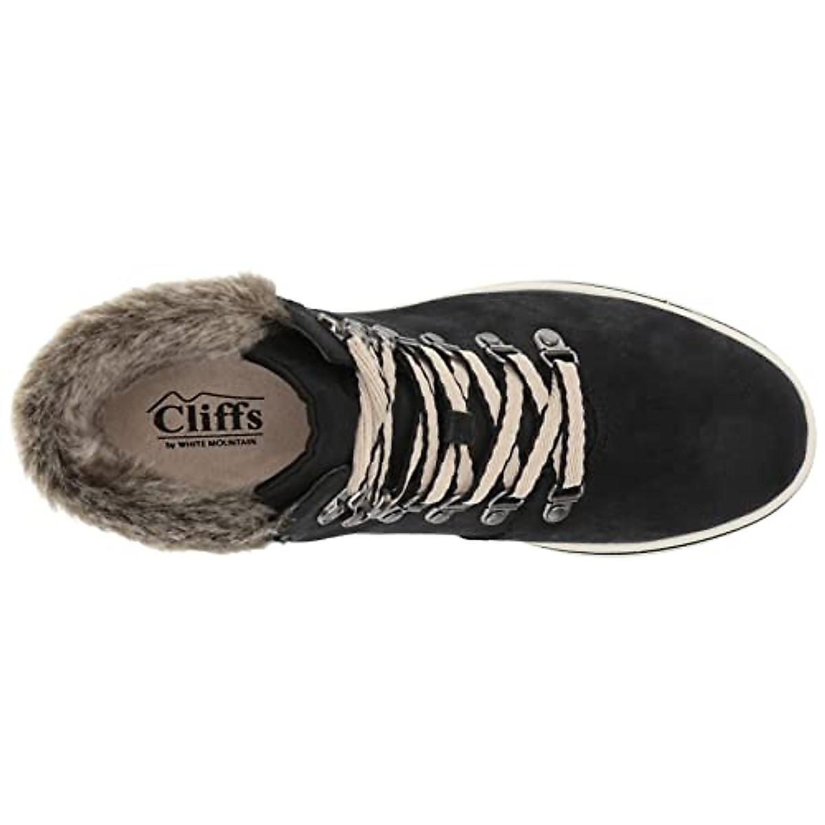 CLIFFS BY WHITE MOUNTAIN Shoes Hallett Women's Casual Hiker Style Bootie, Black/Fabric, 6.5 M