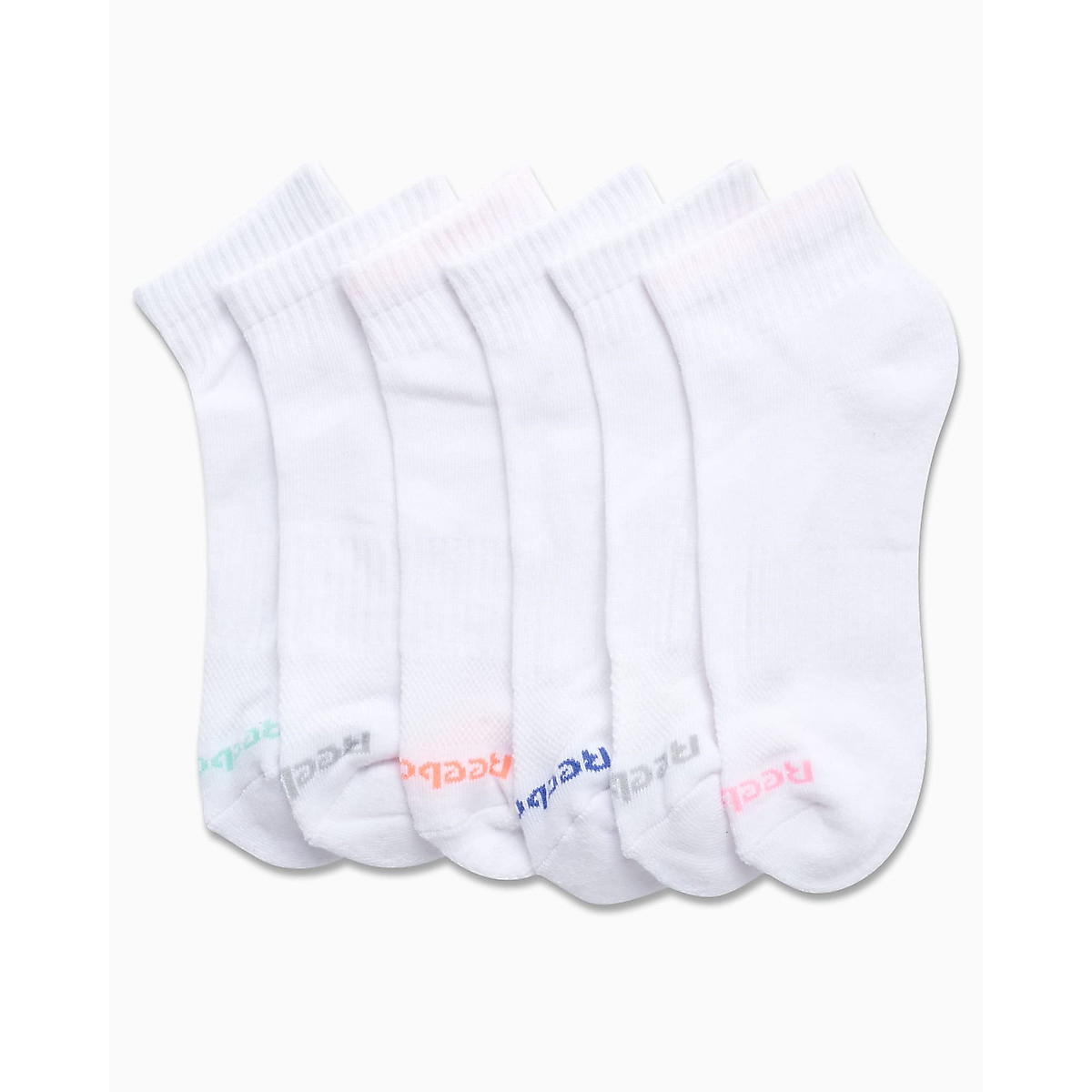 Reebok Women's Comfort Cushioned Athletic Quarter Cut Socks (6 Pack), Size Shoe Size 4-10, White