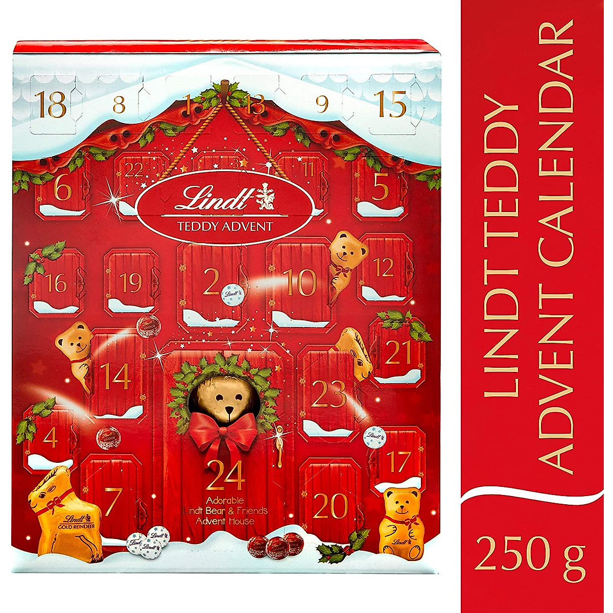 Lindt Bear & Friends Advent Calendar, 24 Fine Milk and White Chocolates, 250g