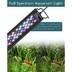 SEAOURA Led Aquarium Light for Plants-Full Spectrum Fish Tank Light with Timer Auto On/Off, 18-24 Inch, Adjustable Brightness, White Blue Red Green Pink LEDs with Extendable Brackets for Freshwater