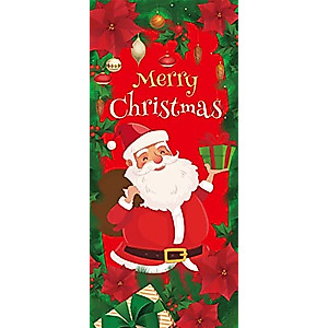Christmas Door Cover Santa with Gifts Door Decoration Holiday Banner Backdrop 78 x 35.4 Inches