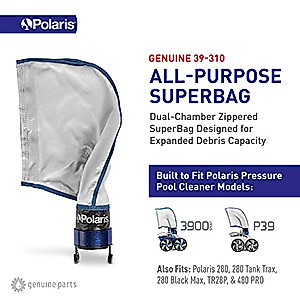 Polaris Genuine Parts 39-310 Double Chamber Gray Superbag Replacement Part For VacSweep Pressure-Side Pool Cleaner 3900 Sport, 280