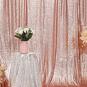 Sequin Backdrop Curtain Eternal Beauty Glitter Sequin Background for Wedding Party Decor (W6 x H6FT,Rose Gold)