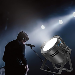 Seven Stars 200W COB Lights, LED Par Light Warm White & Cool White Stage Wash Lights, DMX Stage Lights for Church/Party/Stage Show/Club/Karaoke（1 Pack）