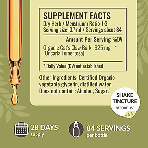 HERBAMAMA Cat's Claw Tincture - Vegan Cat's Claw Supplement for Immune Support - Immunity Drops with Cat's Claw Herb - Alcohol & Sugar-Free, 28-Day Supply