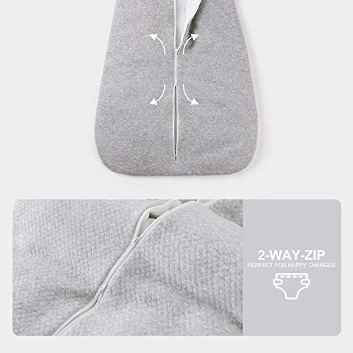 Chuchu Puff Baby Sleeping Bag, Autumn and Winter, Detachable Long Sleeves 2.5 Tog Inverted Zipper Warm Wearable Blanket Super Soft Breathable Cotton Baby Sleep Bag fit Infants and Toddler, 6-18 Months