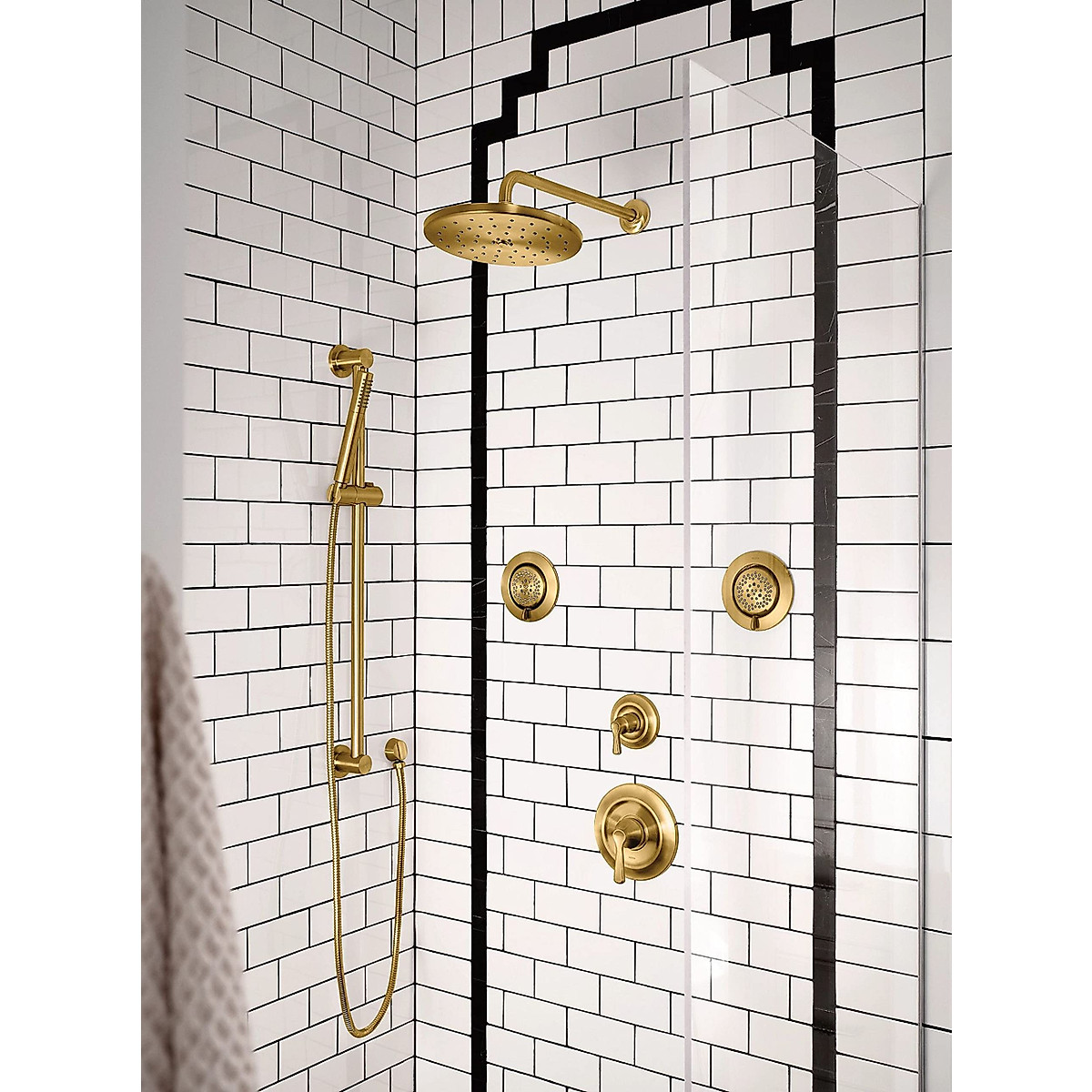 Moen TS1422BG Mosaic Round Two-Function Body Spray, Valve Required, Brushed Gold