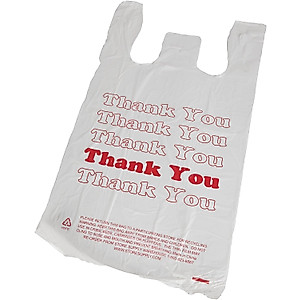 SSWBasics White Thank You Bags Case of 1000-11 ½” x 6" x 21" - Thickness .48mil HDPE- Standard Supermarket Size, Perfect for Grocery, Retail, Convenience Stores, Take-Out and Home Use