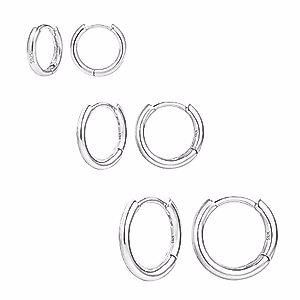 14K Gold Small Huggie Hoop Earrings for Women 925 Sterling Silver Hypoallergenic Cartilage Huggie Hoops Earrings for Men（3 Pairs）